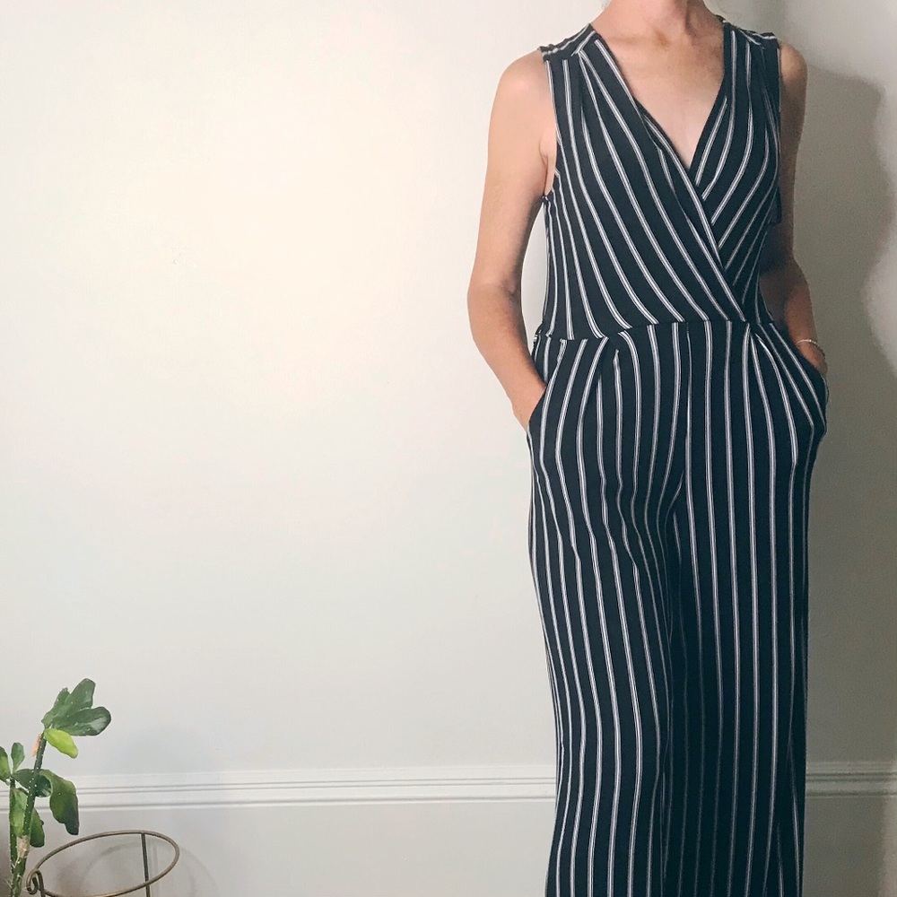 Monteau Pinstripe Sleeveless Jumpsuit - Gem